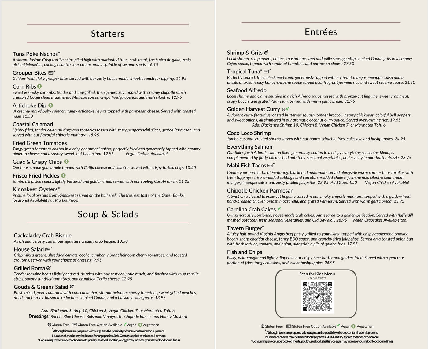 Menu - Pangea Tavern
